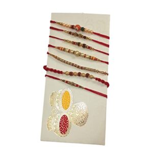 KNETLI Rakhi for Brother Set of 7 Rakhis with Roli Chawal Tika- Raksha Bandhan Rakhi Bracelet for Brother Rakhi 1 Set Rakhi for Bhaiya Bhai Rakhi Thread