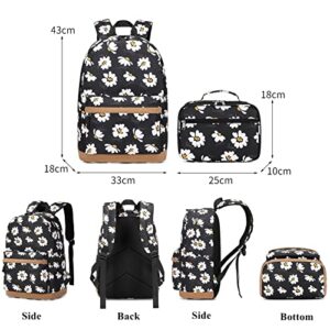 LAMOGRAFY Daisy Prints Kids Backpack Girls School Bookbag Set Elementary and Middle Students Daypack(2Pcs)