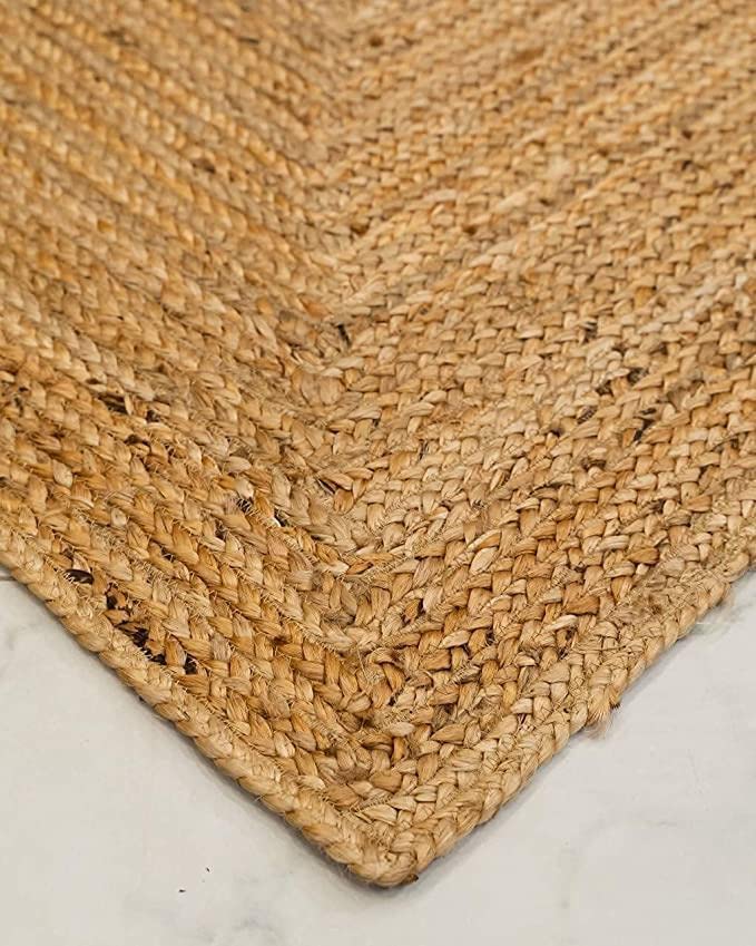 KEMA Jute Braided Area Rug, 4x6 Feet (48x72 Inches) - Rustic Vintage Braided Reversible Rectangular Rug, Shag Rugs for Bedroom, Jute Kitchen Rug, Living Room Rugs, Floor Rug