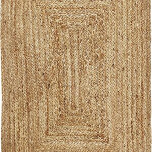 KEMA Jute Braided Area Rug, 4x6 Feet (48x72 Inches) - Rustic Vintage Braided Reversible Rectangular Rug, Shag Rugs for Bedroom, Jute Kitchen Rug, Living Room Rugs, Floor Rug