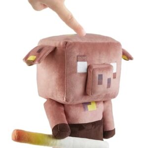 Minecraft Blaze Runt Plush Toy Pig with Sound & Glow-in-the-Dark Saber, 5.5-inch Stuffed Animal Inspired by Video Game