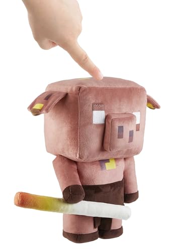 Minecraft Blaze Runt Plush Toy Pig with Sound & Glow-in-the-Dark Saber, 5.5-inch Stuffed Animal Inspired by Video Game