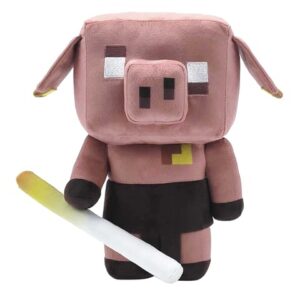 Minecraft Blaze Runt Plush Toy Pig with Sound & Glow-in-the-Dark Saber, 5.5-inch Stuffed Animal Inspired by Video Game