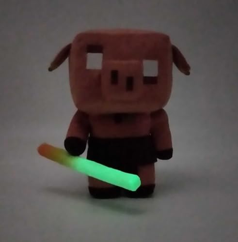 Minecraft Blaze Runt Plush Toy Pig with Sound & Glow-in-the-Dark Saber, 5.5-inch Stuffed Animal Inspired by Video Game