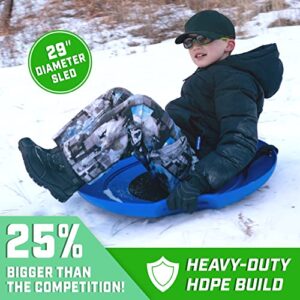 GoSports 29" Heavy-Duty Winter Snow Saucer with Padded Seat and Hand Pull Strap - Choose Your Style