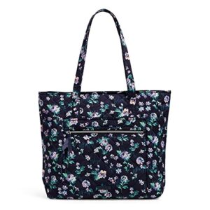 vera bradley women's performance twill vera tote bag, navy garden, one size