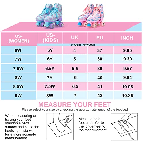 Ruthfot Roller Skates for Women and Girls with Double-Row Four Light up Wheels, High-top PU Leather Rollerskates