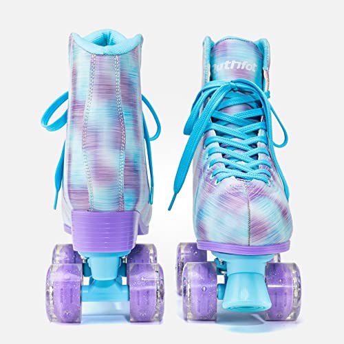 Ruthfot Roller Skates for Women and Girls with Double-Row Four Light up Wheels, High-top PU Leather Rollerskates