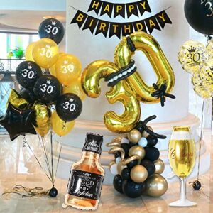 LaVenty 19 PCS Black Gold Dirty Thirty Balloons Dirty 30 Birthday Decoration 30th Birthday Decoration for Men 30 Birthday Decoration for Him Funny 30 Birthday Decoration Naughty 30th