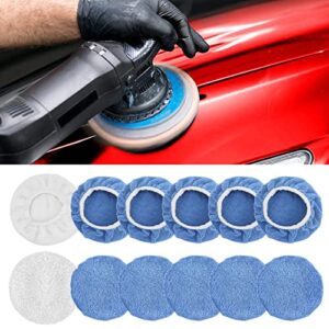 12 Packs Car Polisher Pad Bonnet Set, Waxers Bonnet Set, Polishing Bonnet Pads Microfiber for Truck Motorcycle Bike Boat Yacht