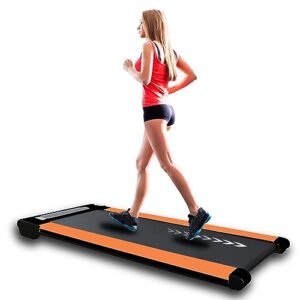 kondafila 2 in 1 under desk treadmill orange, large running area 56"x23"x5", walking pad long for home office with wheel, 220lb capacity, app & remote control, automatic sensing, easy setup