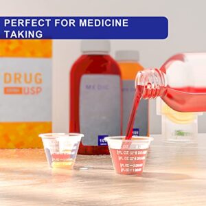 ReliMedPro disposable graduated plastic medicine cups, bulk pack of 100, 1 OZ (30ml) small measuring cups for liquid medication, paint, epoxy, pill and resin (100)