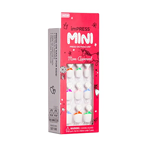 KISS imPRESS Mini Press-On Nails Manicure for Kids - 'French Pop' - Beginner Nail Art Set with Nail File & 20 Fake Nails