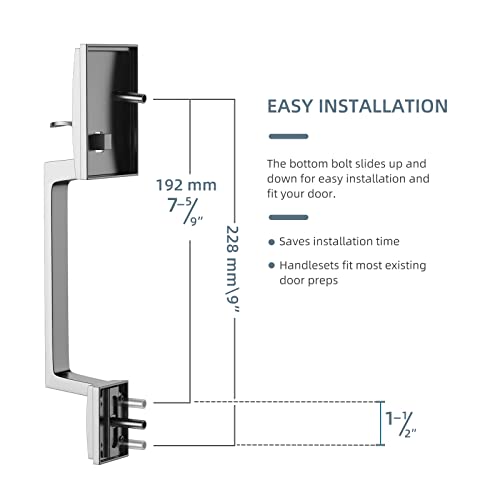 Zciuyo Front Door Handle, Door Lever Entrance Lock Single Cylinder Lower Half Adjustable Handlesets for Both Left Right Door Exterior Solid Satin Nickel