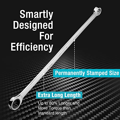 DURATECH 18mm Extra Long Ratcheting Wrench, Metric, CR-V Steel