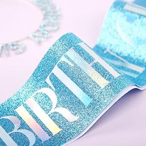 Birthday Girl Sash & Tiara Set, Blue Birthday Sash and Rhinestone Crown for Women, Happy Birthday Party Decorations Headband Birthday Gifts for Her, Happy Birthday Decor