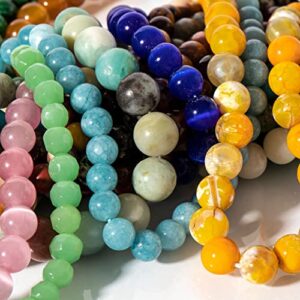 24 Colors Natural Stone Bead Box Set Kits 8mm Round Loose Gemstone Beads with Accessories Tools for Bracelet Jewelry Making