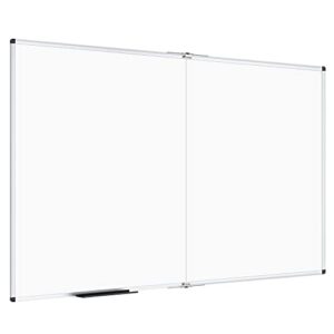 viz-pro large dry erase white board/magnetic foldable whiteboard, 72 x 40 inches, silver aluminium frame