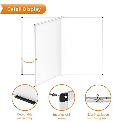 VIZ-PRO Large Dry Erase White Board/Magnetic Foldable Whiteboard, 72 X 40 Inches, Silver Aluminium Frame