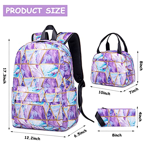 Bluboon Teen Girls School Backpack Kids Bookbag Set with Lunch Box Pencil Case Travel Laptop Backpack Casual Daypacks