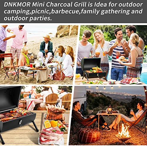 Portable Charcoal Grill, Tabletop Outdoor Barbecue Smoker, Small BBQ Grill for Outdoor Cooking Backyard Camping Picnics Beach by DNKMOR GREEN