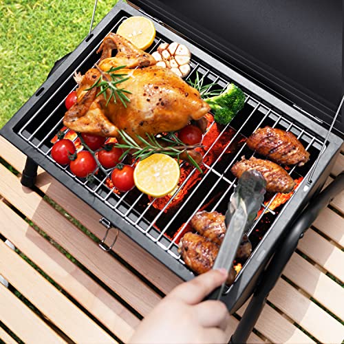 Portable Charcoal Grill, Tabletop Outdoor Barbecue Smoker, Small BBQ Grill for Outdoor Cooking Backyard Camping Picnics Beach by DNKMOR GREEN