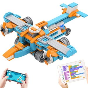 apitor robot building toys for kids, 10 in 1 programmable remote control robot with powerful motors & led light, stem toys for kids, coding toys for kids, robot toys gift for kids boys girls ages 7+