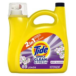 tide simply liquid laundry detergent berry blossom, 89 loads