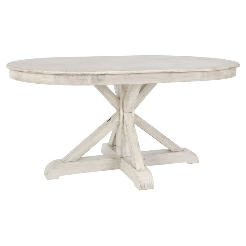 Kosas Home Gerald 63" Oval Solid Pine Wood Dining Table in Sunbleached Ivory