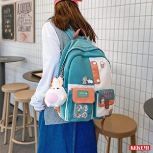 KEKEMI Kawaii Backpack for Girls Women Pin Bear Accessories College High School Bookbag Lightweight Casual Travel Laptop Bag