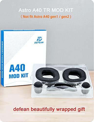 A40 TR Mod Kit – defean Replacement Earpads and Headband Compatible with Astro Gaming A40 TR Headset,Ear Cushions, Upgrade High-Density Noise Cancelling Foam, Added Thickness (Black Breathable Fabric)