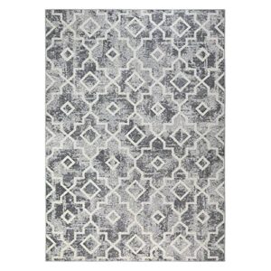 Wonnitar Moroccan Machine Washable Large Area Rug - 5x7 Grey Modern Geometric Bedroom Living Room Throw Rug,Non-Slip Distressed Dining Room Nursery Mat,Non-Shedding Indoor Floor Accent Carpet