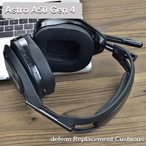 A50 Gen 4 Mod Kit - defean Replacement Earpads and Headband Compatible with Astro A50 Gen 4 Headset,Ear Cushions, Upgrade High-Density Noise Cancelling Foam, Added Thickness (Black Silky Cool Fabric)