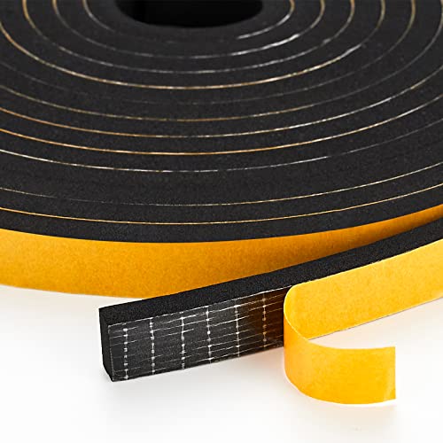 33 Feet Weather Stripping Door Seal- 1/2" Wide X 1/4" Thick Door Bottom Seal Strip High Density Foam Tape Adhesive Rubber Strip for Door Soundproofing,Window Insulation (1/2" x 1/4" x 33FT,Black)