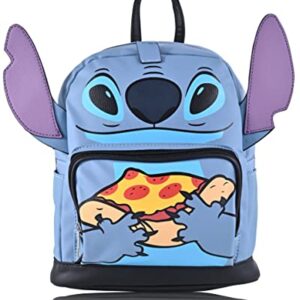 Disney Lilo and Stitch Mini Backpack for Adults and Teens Womens Double Strap Shoulder Bag (Blue Pizza)