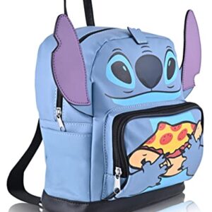 Disney Lilo and Stitch Mini Backpack for Adults and Teens Womens Double Strap Shoulder Bag (Blue Pizza)