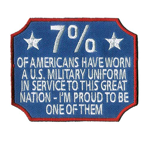 Bayonet Design - US Veterans Wax Backed Embroidered Novelty Patch - 7% Veterans - Intended for Veterans of The US Army, US Marines, US Navy, US Air-Force - 4 X 3 1/4 in. Non merrowed Edge