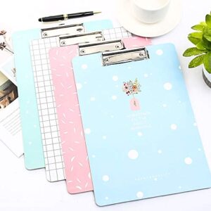 Clipboard A4 Cute Paper Clipboard Wood Document Folder Pad for Office Supplies Writting Exam Clip Board Stationery for School (Color : White 1pc)