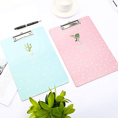 Clipboard A4 Cute Paper Clipboard Wood Document Folder Pad for Office Supplies Writting Exam Clip Board Stationery for School (Color : White 1pc)