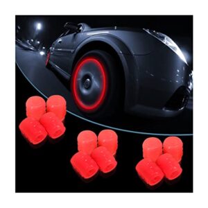 12pcs fluorescent car tire valve stem caps, auto corrosion resistant wheel valve cover, luminous illuminated glow in the dark, car decor accessories universal for suv, trucks, car (red(1))