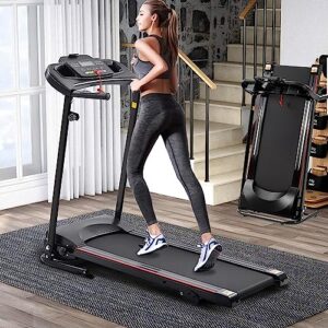 folding treadmill, 2.5hp electric treadmill for home with bluetooth and incline, portable fitness running workout for small space home gym equipment, mp3 (black)