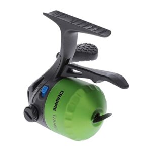 lew's crappie thunder underspin fishing reel, 4.3:1 gear ratio, right or left-hand retrieve, crappie thunder green