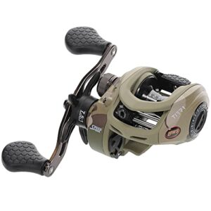 lew's american hero tier 1 casting reel, 9+1 stainless steel ball bearings, 7.5:1 gear ratio, right-hand retrieve, multicam