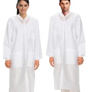 Medical Nation 10 Disposable Lab Coats - White Lab Coat for Women Men, Knee Length, Comfortable and Durable White Coat | Perfect For Use in Hospitals, Pharmacies, Labs, Clinics, at Home | Size Small