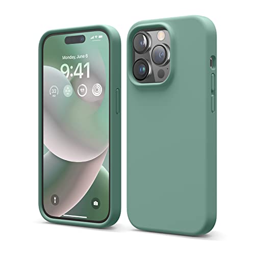 elago Compatible with iPhone 14 Pro Case, Liquid Silicone Case, Full Body Protective Cover, Shockproof, Slim Phone Case, Anti-Scratch Soft Microfiber Lining, 6.1 inch (Midnight Green)