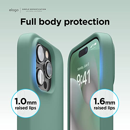 elago Compatible with iPhone 14 Pro Case, Liquid Silicone Case, Full Body Protective Cover, Shockproof, Slim Phone Case, Anti-Scratch Soft Microfiber Lining, 6.1 inch (Midnight Green)