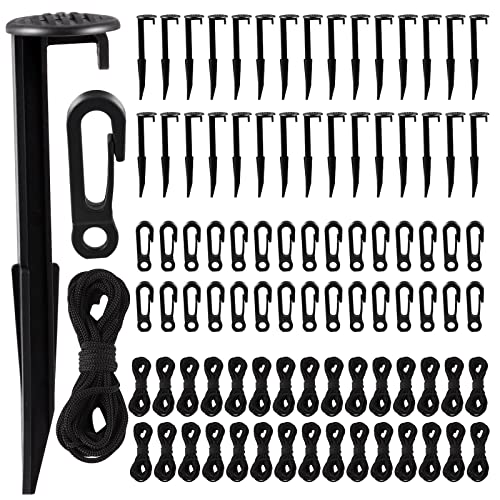 30 Sets Inflatable Stakes and Tether, 30 Pcs 5.7" Heavy Duty Tent Stakes with Hooks and Ropes, Inflatable Plastic Stakes for Fixing Halloween Decorations Christmas Decor Inflatables Lawn Decor Tent