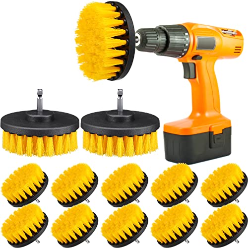 6 Pcs Drill Brush Attachment Power Scrubber Cleaning Kit Multi Purpose Drill Brush Set Drill Scrubber Brush Kit Cleaning Brushes for Drill Bathroom Surfaces Tub Grout Shower Kitchen (Yellow)