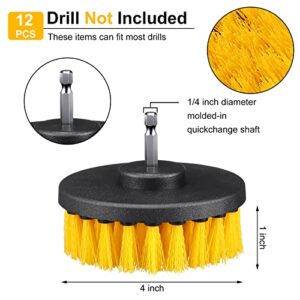 6 Pcs Drill Brush Attachment Power Scrubber Cleaning Kit Multi Purpose Drill Brush Set Drill Scrubber Brush Kit Cleaning Brushes for Drill Bathroom Surfaces Tub Grout Shower Kitchen (Yellow)