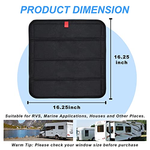 XYZCTEM Magnetic RV Window Shade, 16"x16", Foldable Magnet RV Blackout Ventilation Cover,Waterproof Sunproof UV Rays Protection Camper Trailer Fan Vent Cover(Black)